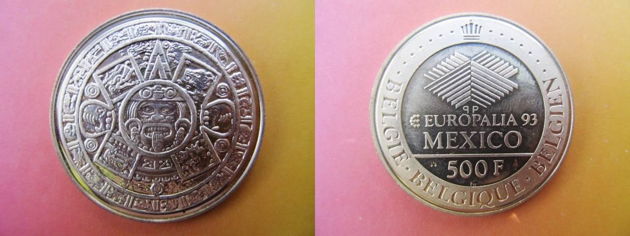 Belgien 500 Francs 1993 500 BEF - Bauduin (1951-1993) - Europalia Mexico (Mexiko) - KM.186 ...