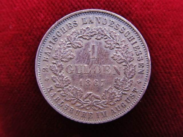 Baden Gedenkgulden 1867 Gulden - 2. Badisches Landesschießen Karlsruhe ...