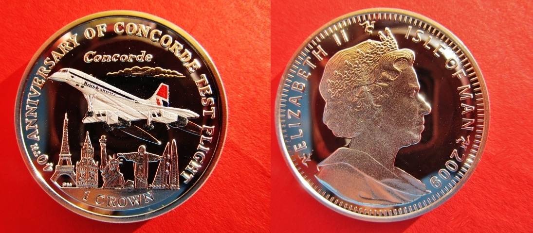 Insel Man 1 Crown 2009 Luftfahrt - Aviation - Flugzeug - Silber - Proof ...