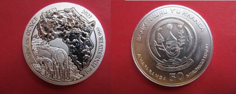 Ruanda 50 Amafaranga 2021 50 Francs - Silber - Silberunze - Rwanda ...