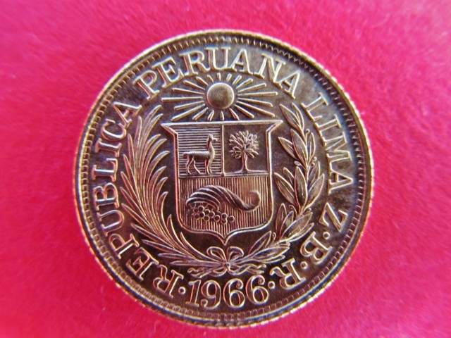 Peru 1/2 Libra 1966 Gold - Indianer - Indianerkopf - Manco Capac - Inka ...