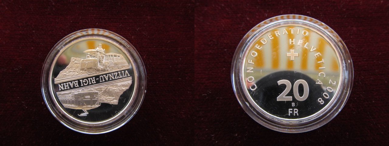 20 Franken 2008 EISENBAHN, Schweiz,Vitznau - Rigi Bahn, selten, nur 7000 Expl. PP | MA-Shops