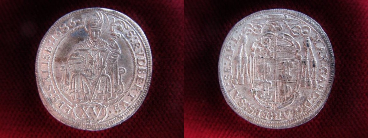 Österreich 15 Kreuzer 1686 RDR, Salzburg, Erzbistum, Max Gandolf 1668 ...