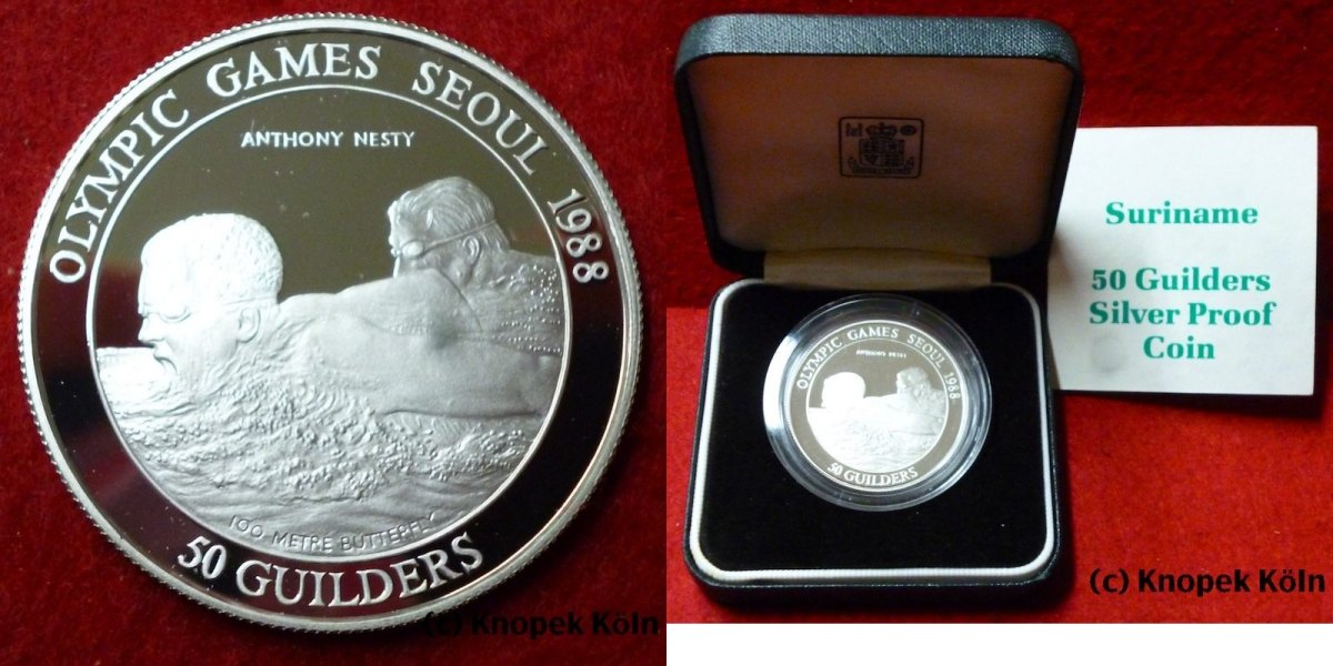 Suriname / Surinam 50 Guilders 1988 Olympische Spiele, Seoul, Olympiade ...