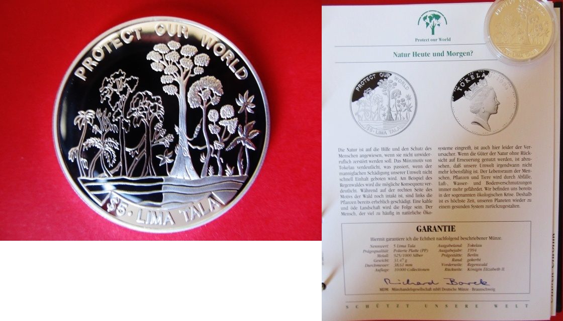 Tokelau 5 Lima Tala 1994 Protect our world - Schützt unsere Welt ...