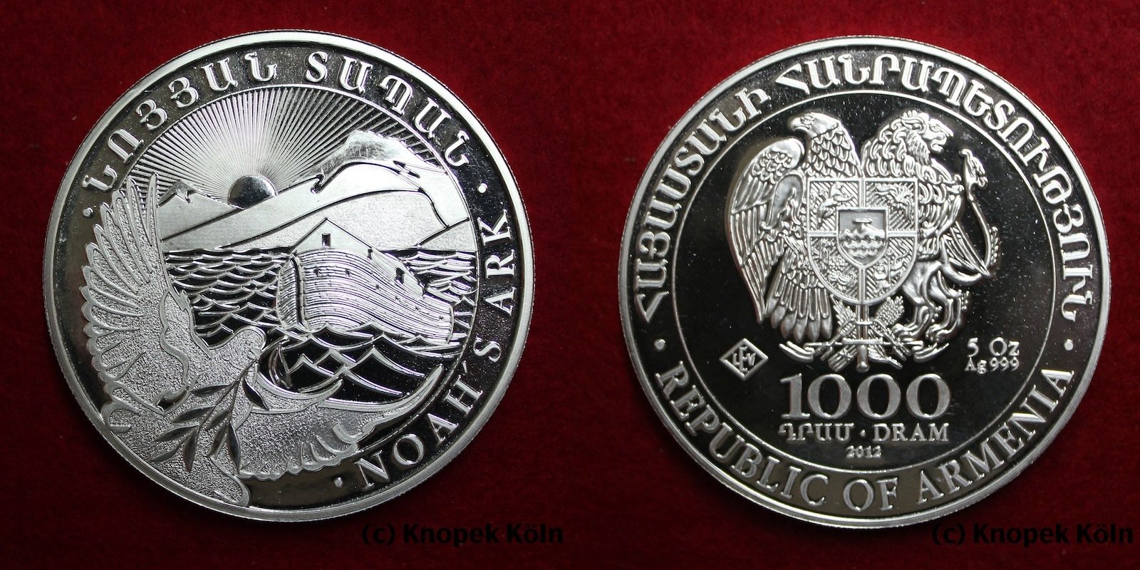 Armenien 1000 Drams Dram 2012 Arche Noah - 5 Unzen Silber - Noah's Arc ...