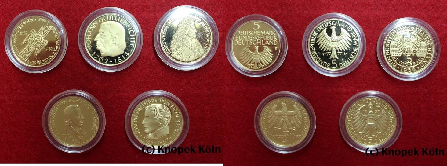 Lot 5 x 5 DM Gold (Die ersten Fünf) (ab 1952) 2003 BRD NP 2003 der ...