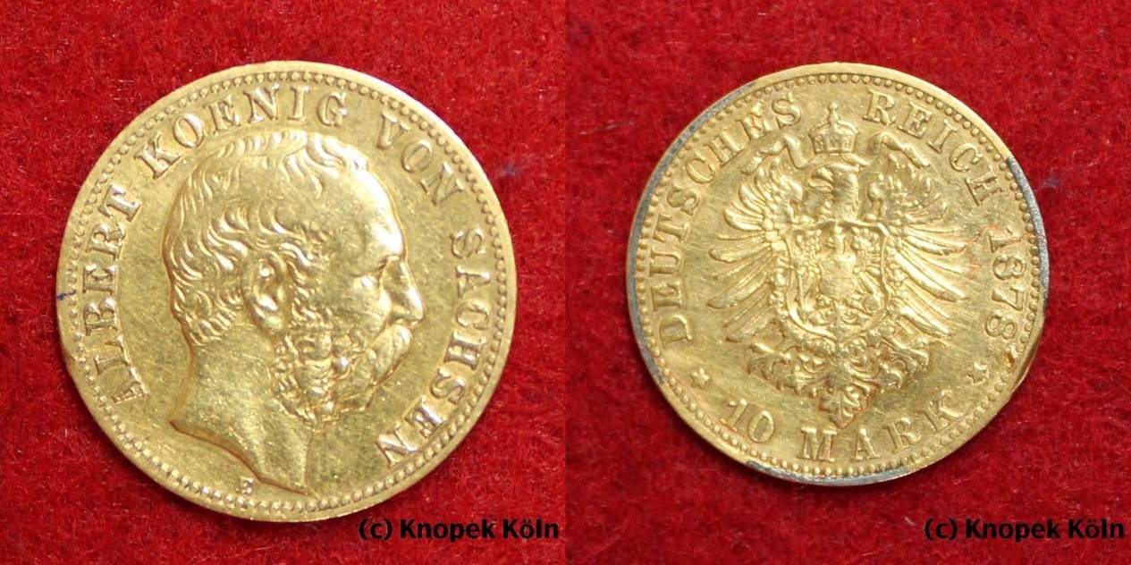 Sachsen / Deutsches Reich 10 Mark Gold Albert König von Sachsen (1873 ...