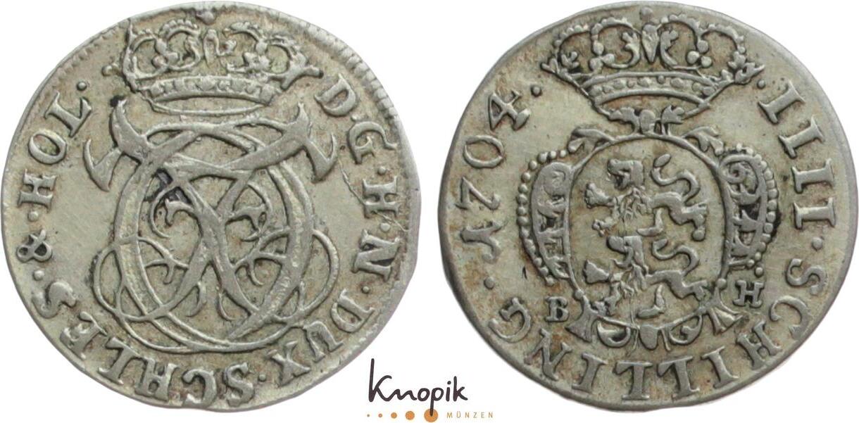 Schleswig-Holstein-Gottorp 4 Schilling 1704 BH Karl Friedrich 1702-1739 ...