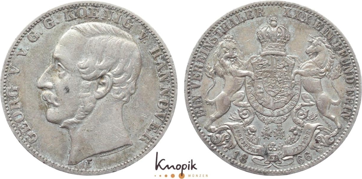Braunschweig-Calenberg-Hannover, ab 1692 Kftm. Han Taler 1866 B Georg V ...