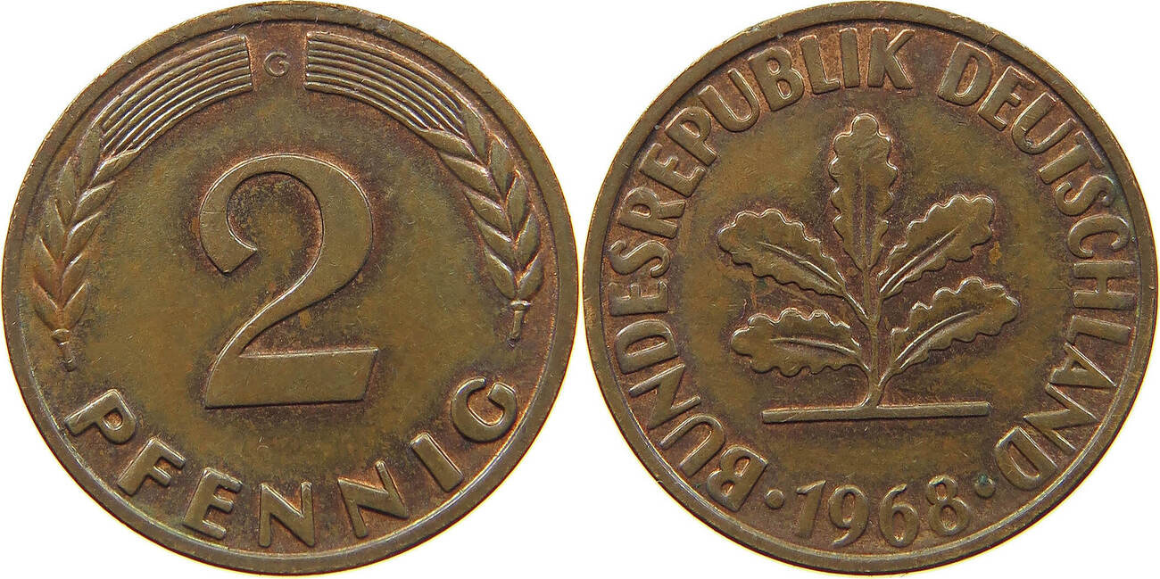 BRD 2 PFENNIG 1968 G SS+ | MA-Shops