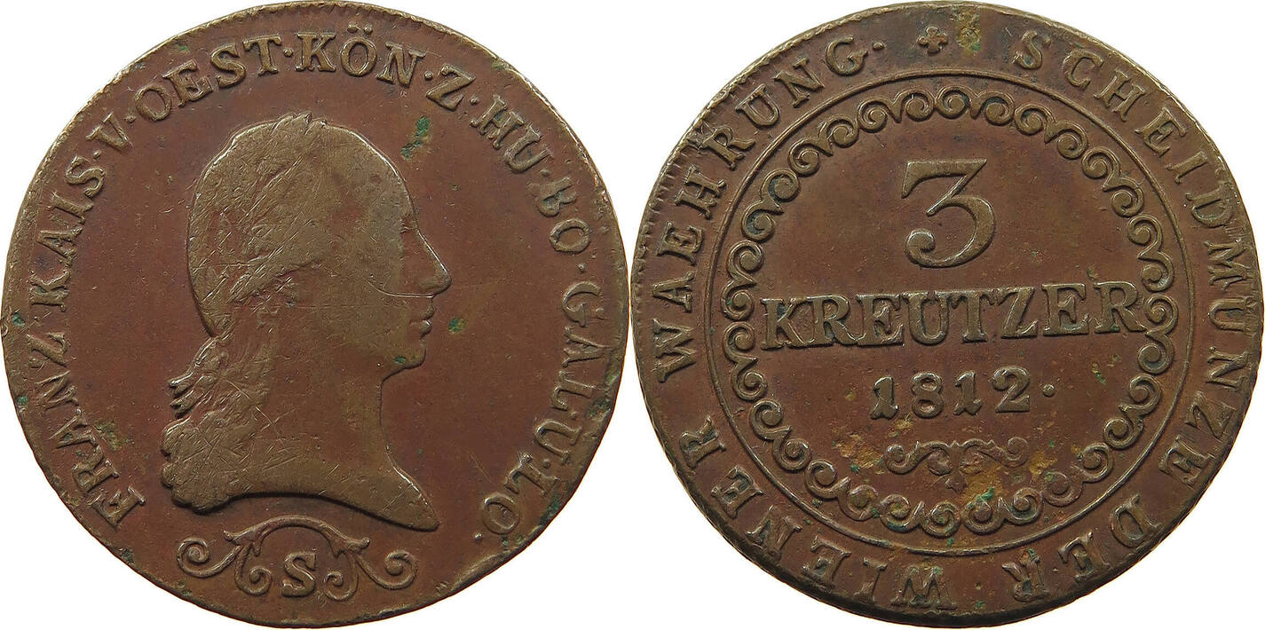 HAUS HABSBURG 3 KREUZER 1812 S FRANZ II. 1792-1835 SS- | MA-Shops
