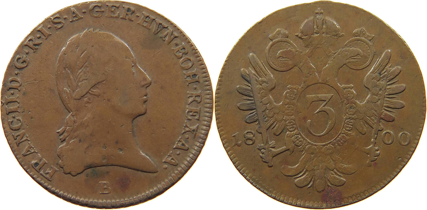 HAUS HABSBURG 3 KREUZER 1800 B FRANZ II. 1792-1835 SS | MA-Shops