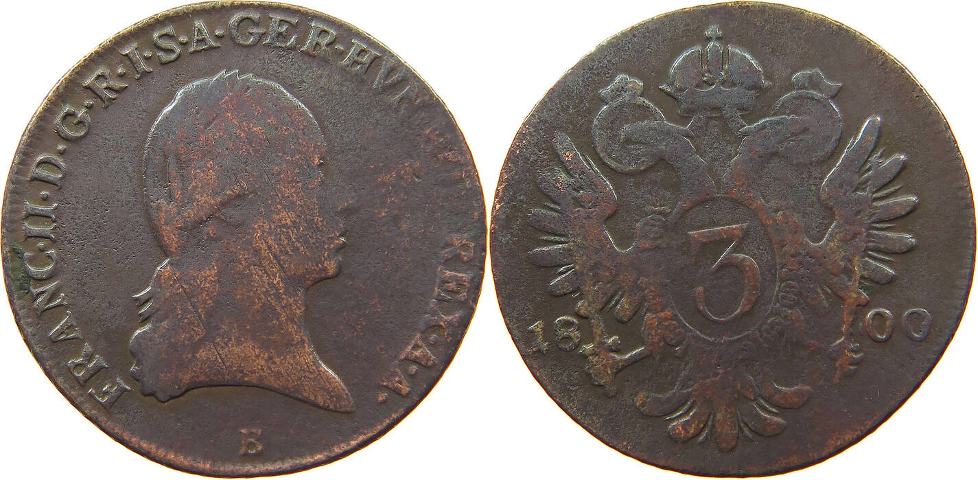 HAUS HABSBURG 3 KREUZER 1800 B FRANZ II. 1792-1835 S | MA-Shops