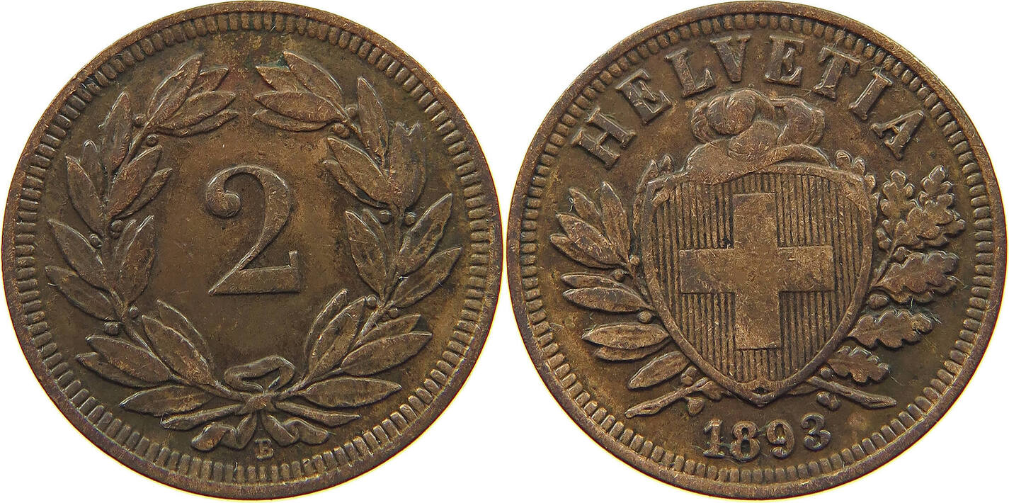 SCHWEIZ 2 RAPPEN 1893 SS | MA-Shops