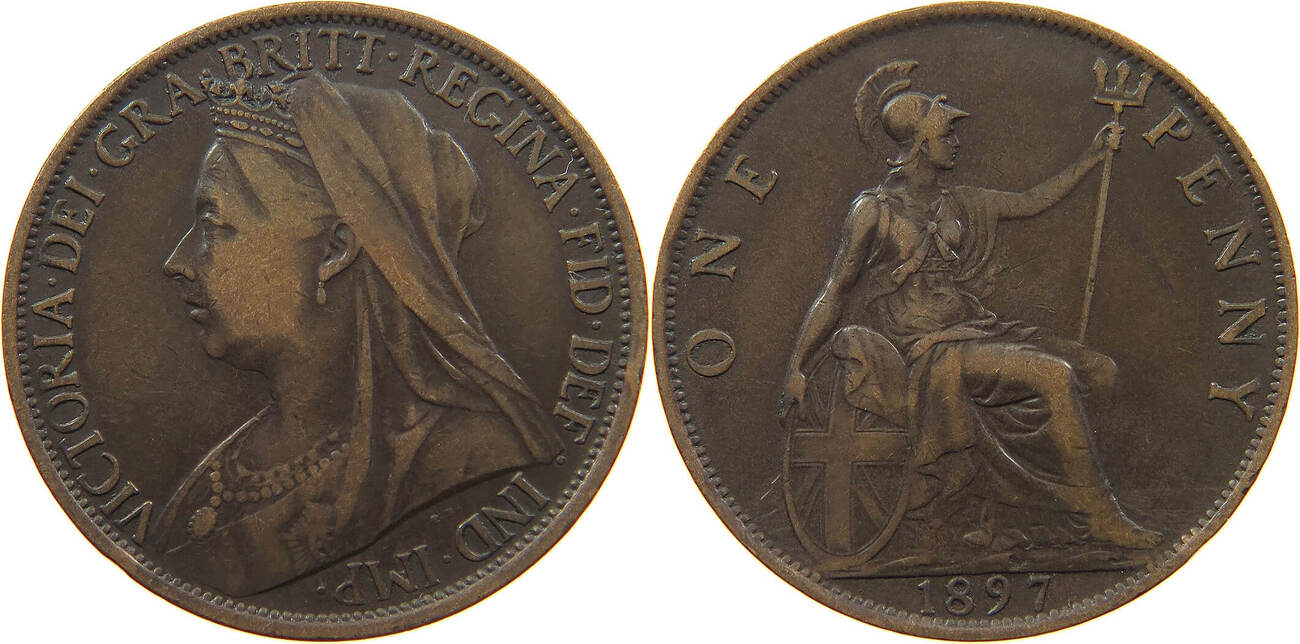 GREAT BRITAIN PENNY 1897 Victoria 1837-1901 SS | MA-Shops