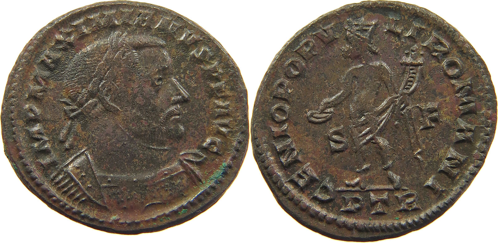 ROME EMPIRE FOLLIS GALERIUS MAXIMIANUS. 305-311 GENIO POPVLI ROMANI ...