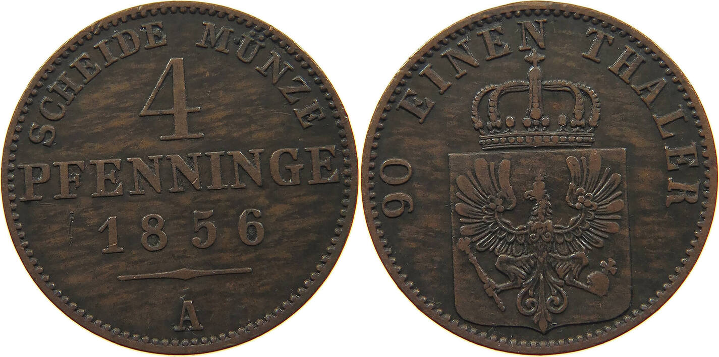 BRANDENBURG PREUSSEN 4 PFENNIG 1856 A Friedrich Wilhelm IV. (1840-1861 ...