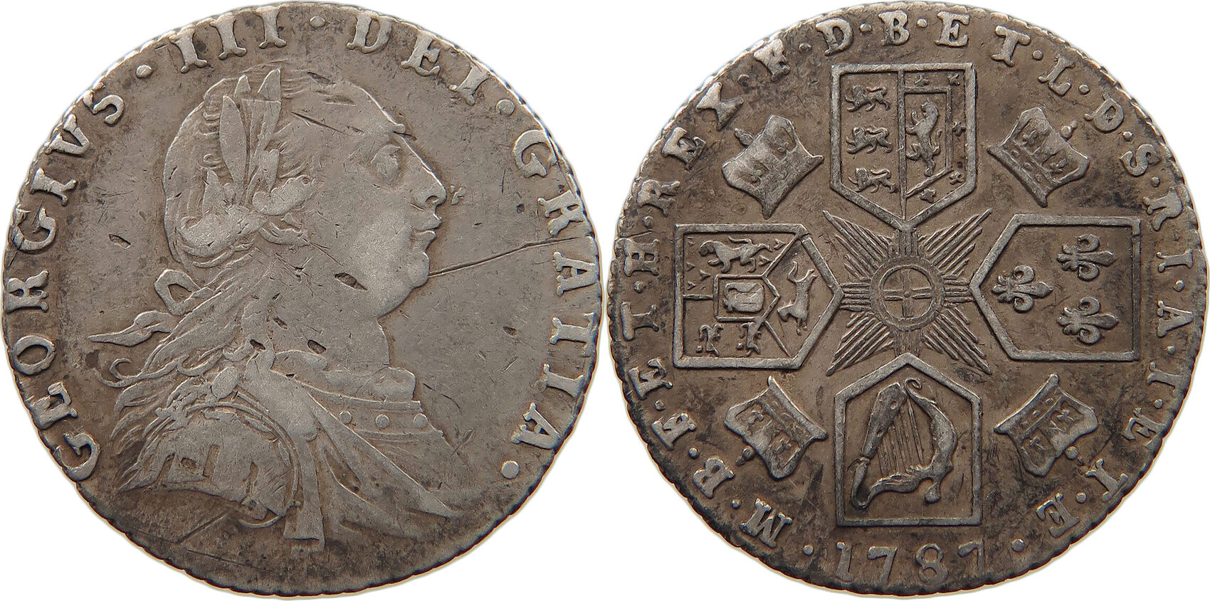 GREAT BRITAIN SHILLING 1787 GEORGE III. 1760-1820 SS | MA-Shops