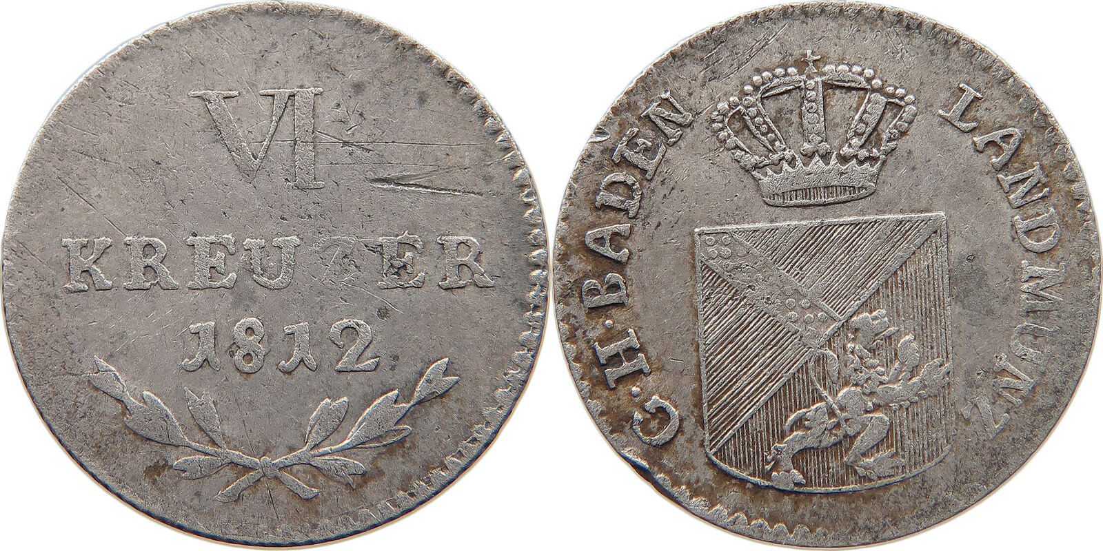 BADEN DURLACH 6 KREUZER 1812 Karl Ludwig Friedrich 1811-1818 SS- | MA-Shops