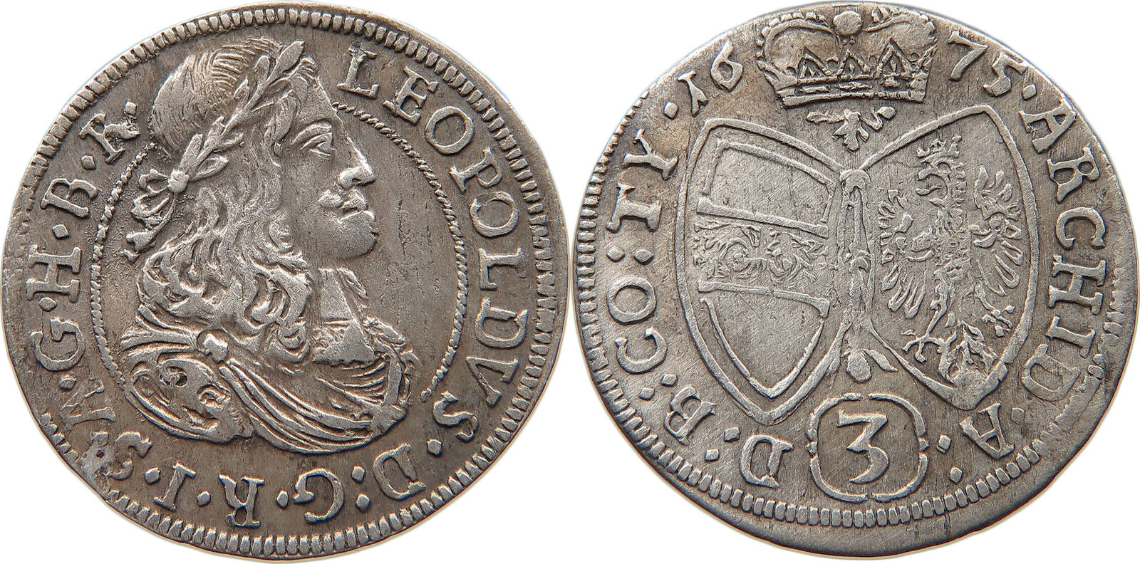 HAUS HABSBURG 3 KREUZER 1675 HALL LEOPOLD I. (1657-1705) SS | MA-Shops