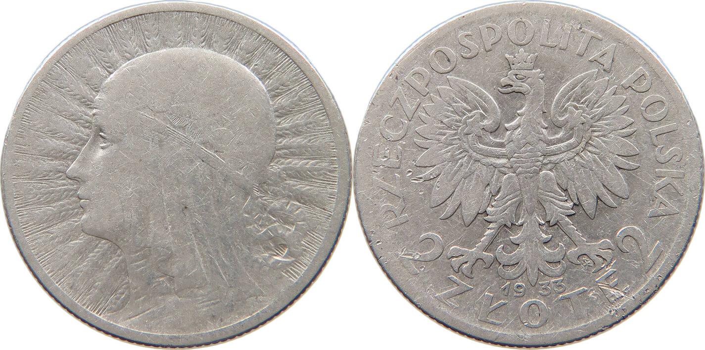 POLAND 2 ZLOTE 1933 Karl XIV. Johan (1818-1844) S-SS | MA-Shops