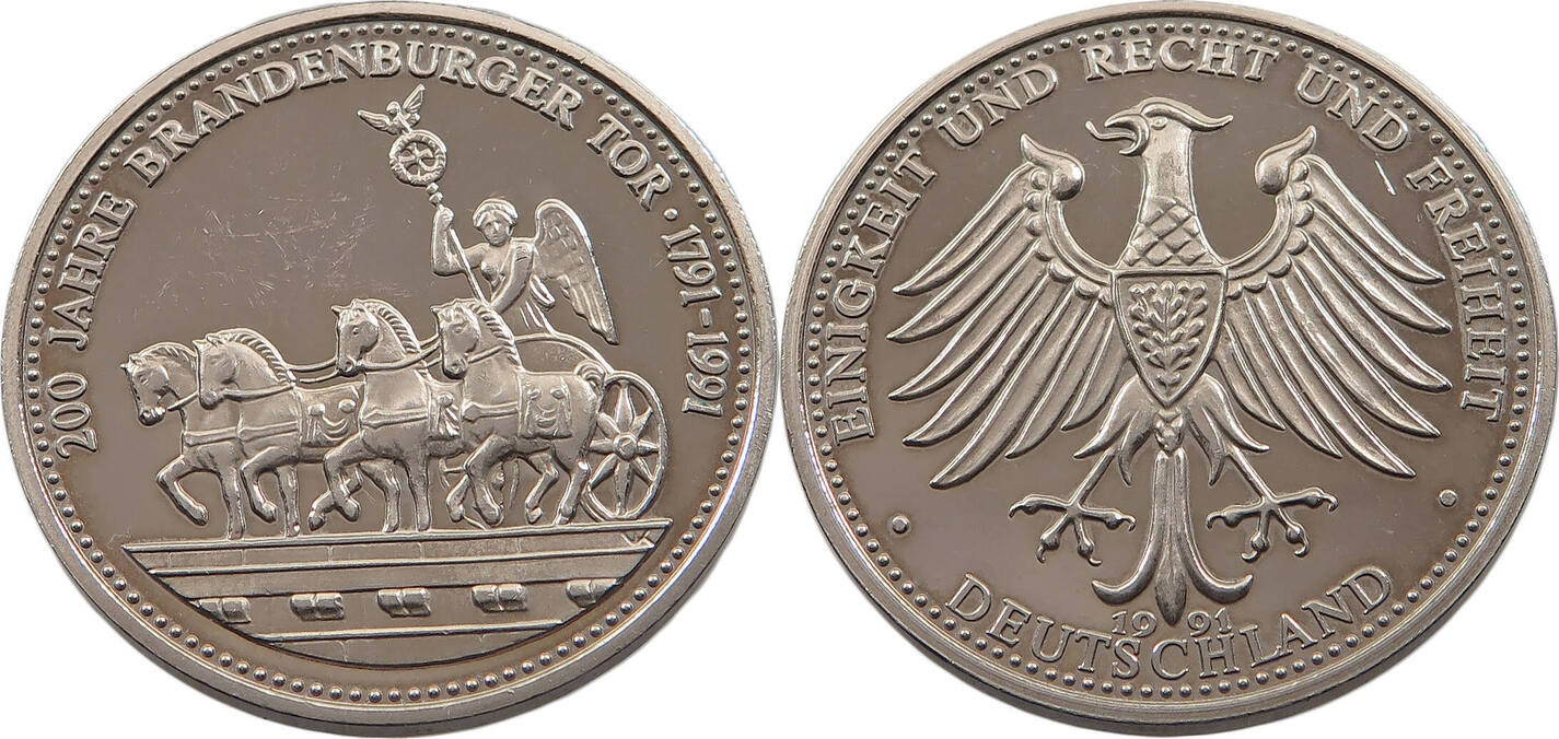DEUTSCHLAND MEDAILLE 1991 200 JAHRE BRANDENBURG TOR 1791-1991 PROOF ...