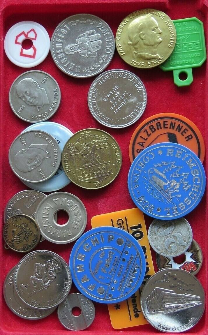EUROPE COLLECTION LOT MEDALS JETONS TOKENS 22PC 150GR DIV. | MA-Shops