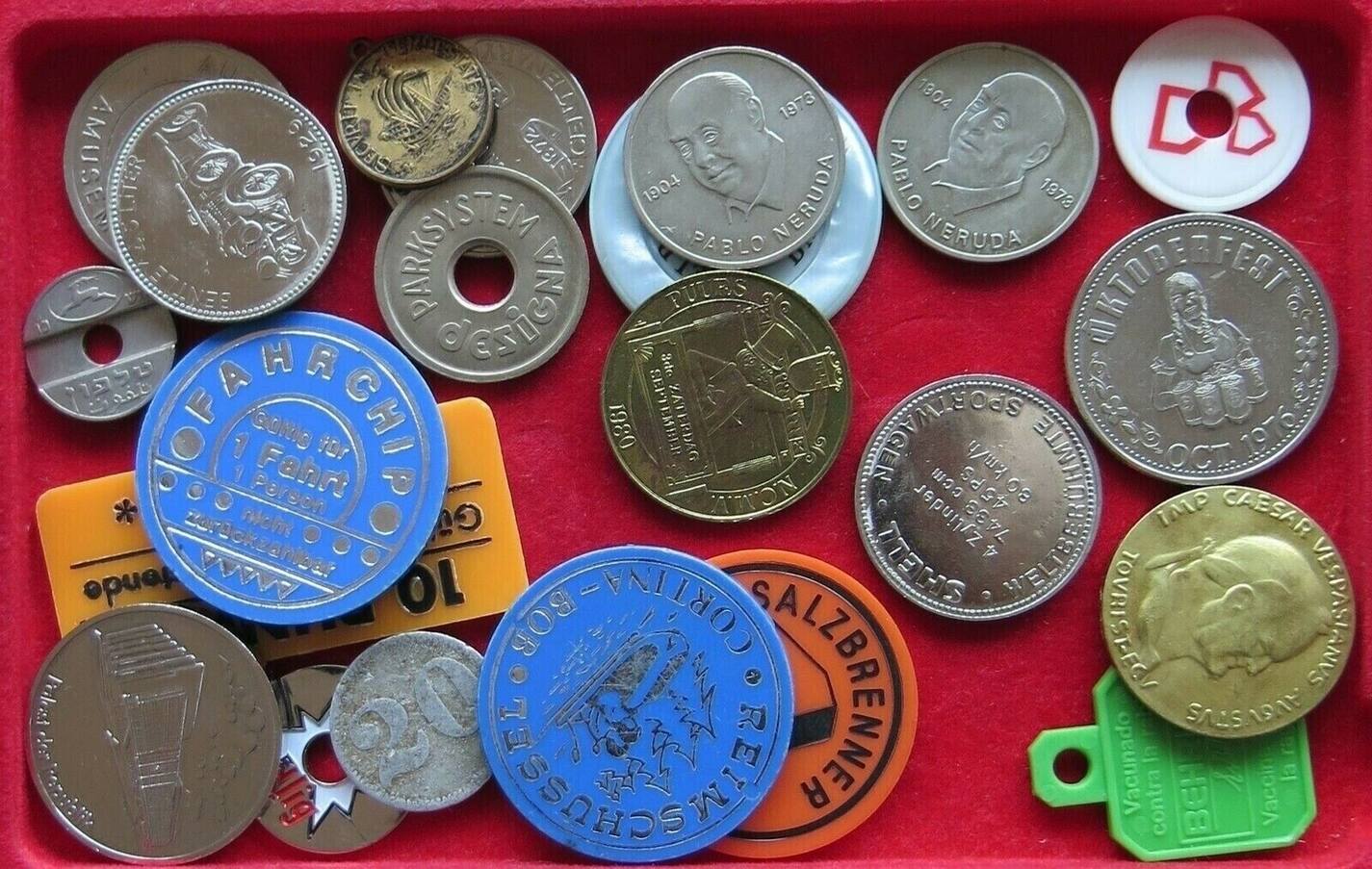 EUROPE COLLECTION LOT MEDALS JETONS TOKENS 22PC 150GR DIV. | MA-Shops