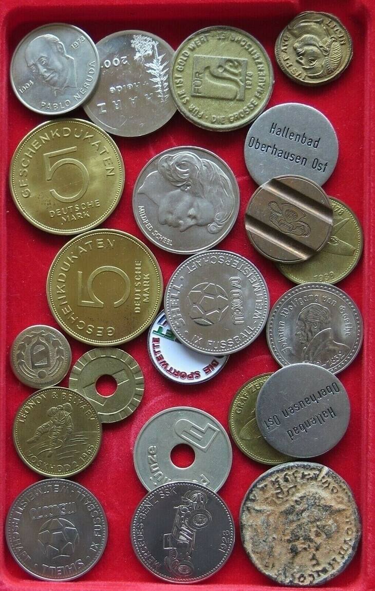 EUROPE MEDALS JETONS TOKENS COLLECTION LOT MEDALS TOKENS JETON 22PC ...