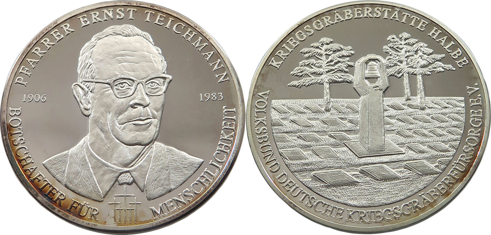 BRD MEDAILLE PFARRER ERNST TEICHMANN 1906-1983 PROOF | MA-Shops