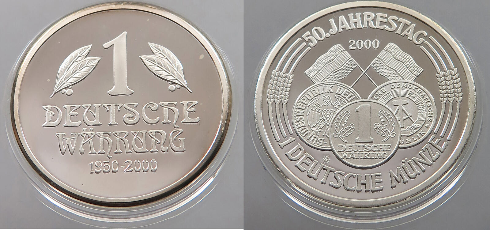 BRD MEDAILLE 2000 1 DEUTSCHE WÄHRUNG 1950 - 2000 - 50 JAHRESTAG PROOF ...