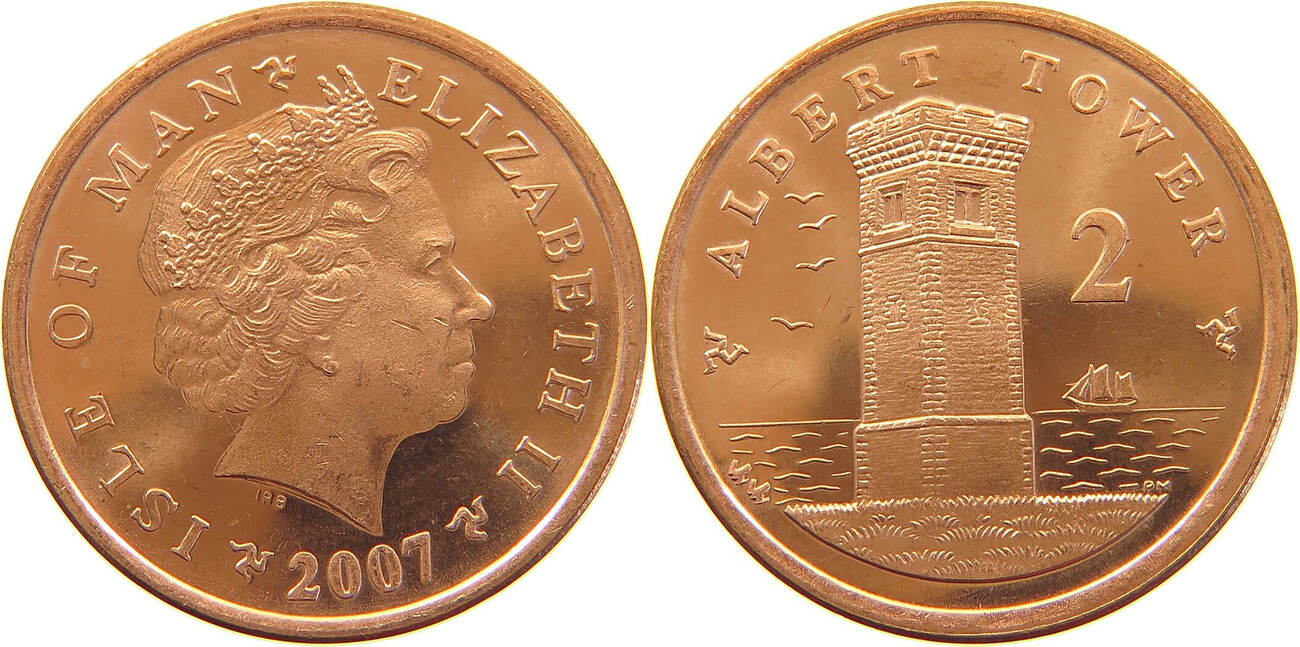 ISLE OF MAN 2 PENCE 2007 Elizabeth II. (1952-2022) UNC | MA-Shops