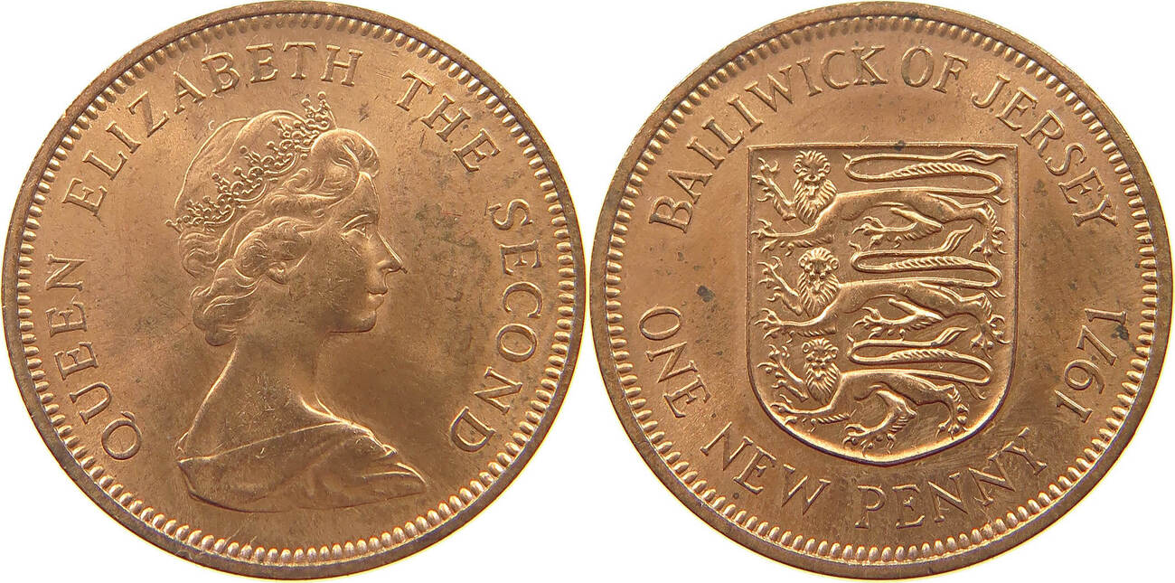 JERSEY NEW PENNY 1971 Elizabeth II. (1952-2022) VZ | MA-Shops