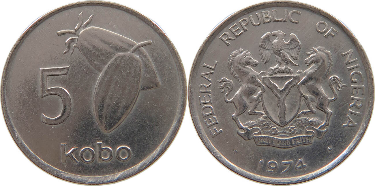 NIGERIA 5 KOBO 1974 SS+ | MA-Shops
