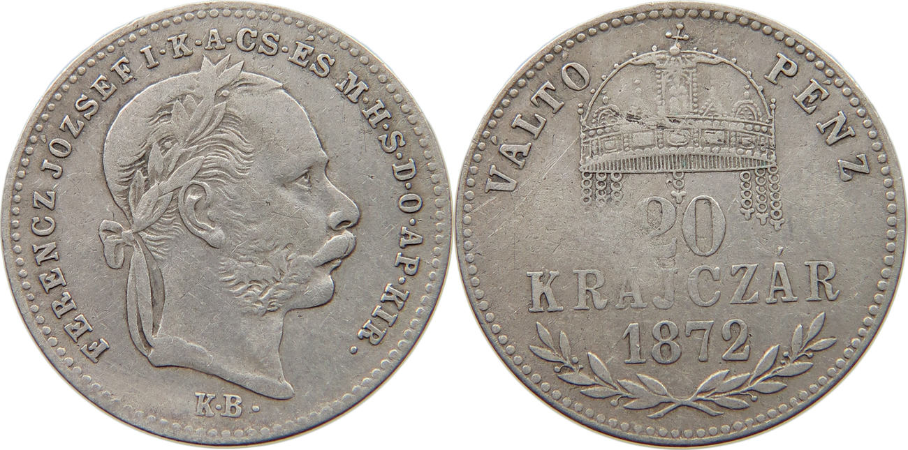 Haus Habsburg 20 Krajczar 1872 KB Franz Joseph I. (1848-1916) ss- | MA-Shops