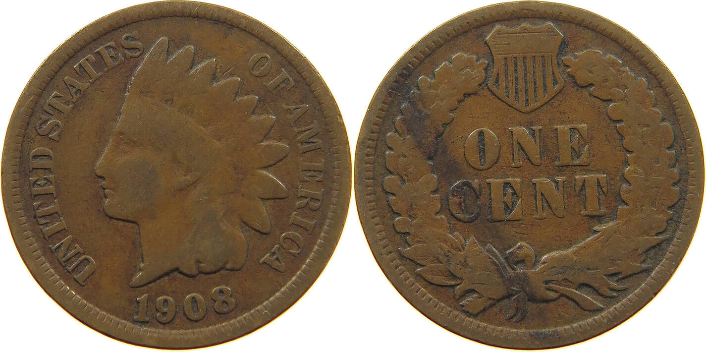 UNITED STATES OF AMERICA CENT 1908 INDIAN HEAD S | MA-Shops