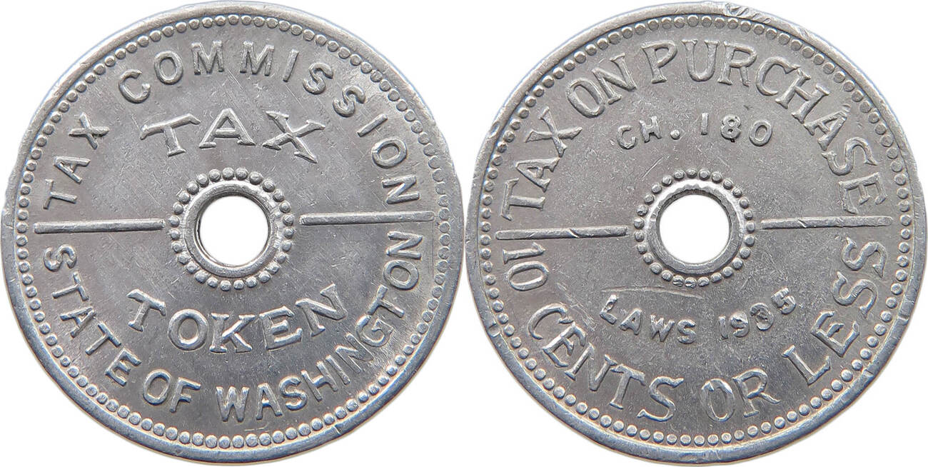 UNITED STATES OF AMERICA 1935 WASHINGTON TAX TOKEN SS | MA-Shops