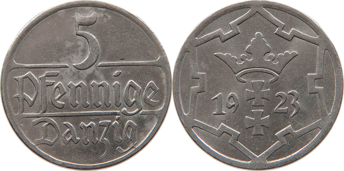 DANZIG 5 PFENNIG 1923 SS-VZ | MA-Shops