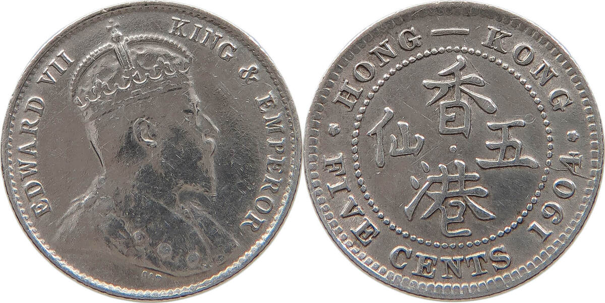 HONG KONG 5 CENTS 1904 Edward VII., 1901 - 1910 VZ- | MA-Shops