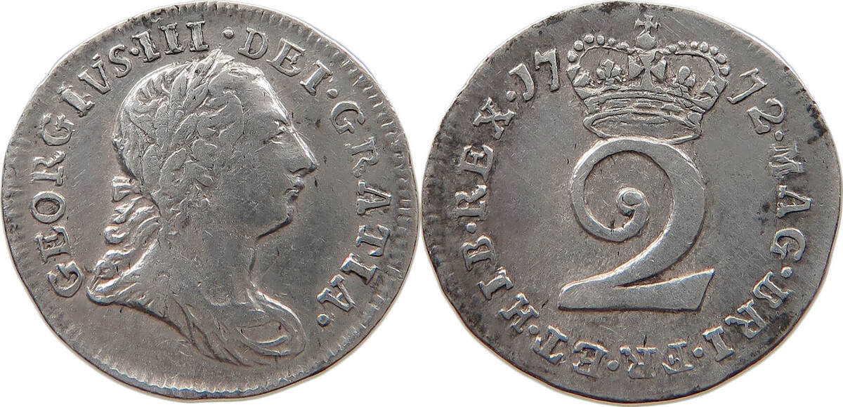 GREAT BRITAIN TWOPENCE MAUNDY 1772 GEORGE III. 1760-1820 SS | MA-Shops