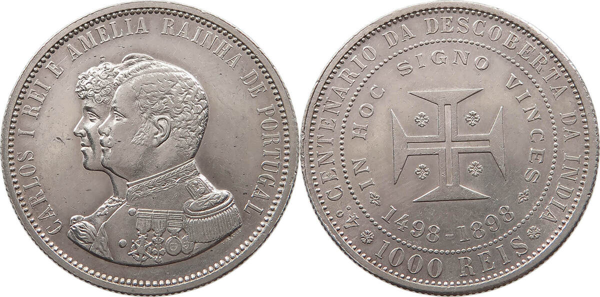 PORTUGAL 1000 REIS 1898 CARLOS I. (1889-1908) VZ- | MA-Shops