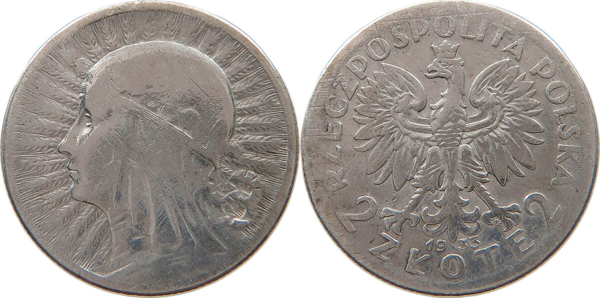 POLAND 2 ZLOTE 1933 S-SS | MA-Shops