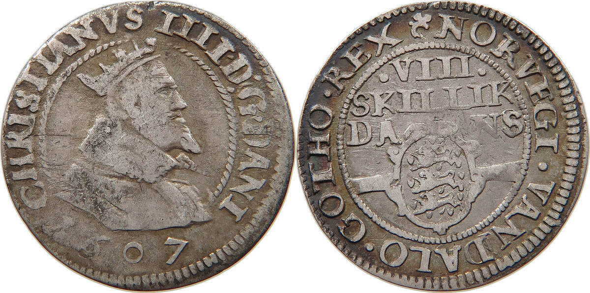 DENMARK 8 SKILLING 1607 Christian IV. (1588-1648) SS- | MA-Shops
