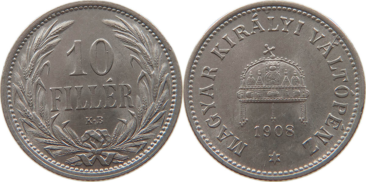 HAUS HABSBURG 10 FILLER 1908 Franz Joseph I. 1848-1916 VZ | MA-Shops