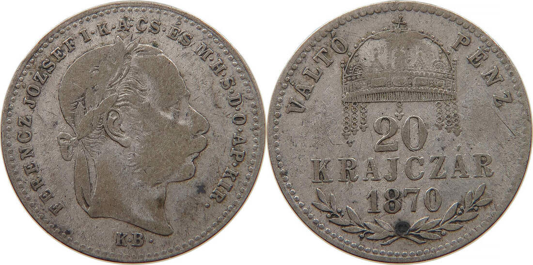 HAUS HABSBURG 20 KRAJCZÁR 1870 KB Franz Joseph I. 1848-1916 SS | MA-Shops