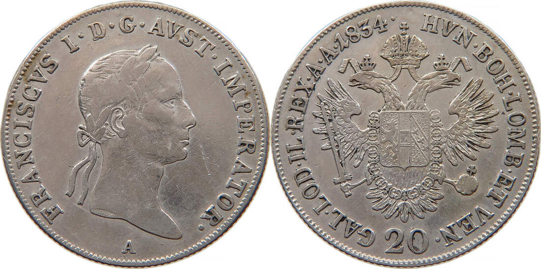 HAUS HABSBURG 20 KREUZER 1834 A FRANZ II. 1792-1835 SS | MA-Shops