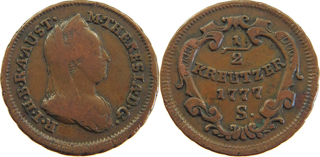 HAUS HABSBURG 1/2 KREUZER 1777 S Maria Theresa (1740-1780) SS | MA-Shops