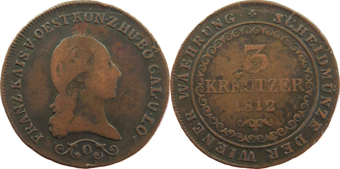 HAUS HABSBURG 3 KREUZER 1812 O FRANZ II. 1792-1835 S-SS | MA-Shops