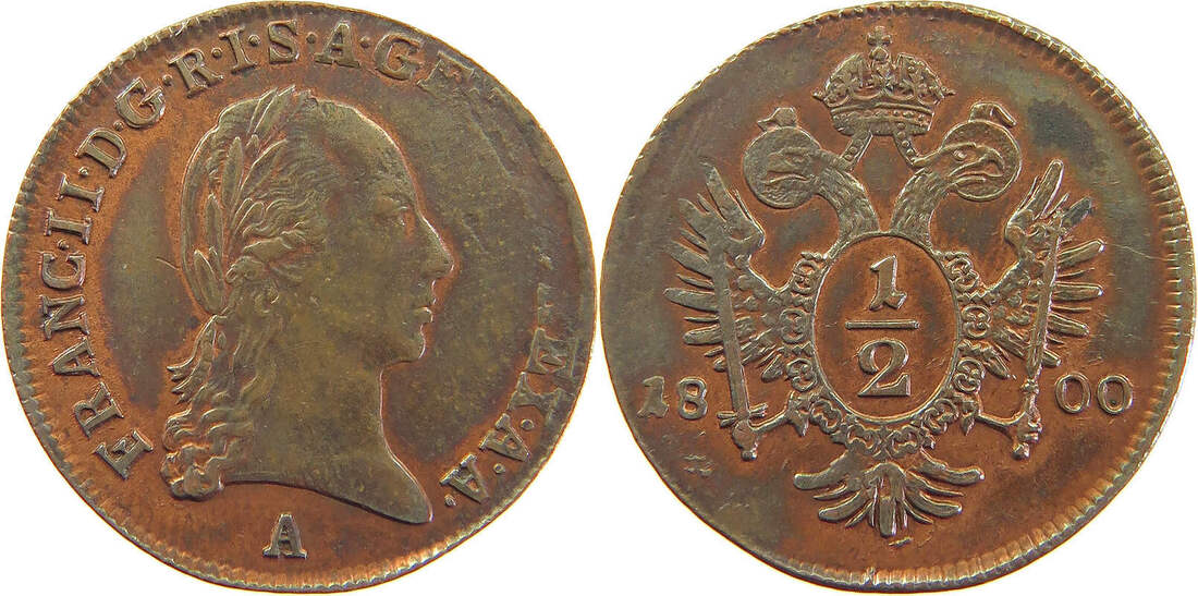 HAUS HABSBURG 1/2 KREUZER 1800 A FRANZ II. 1792-1835 FEHLPRÄGUNG VZ | MA-Shops